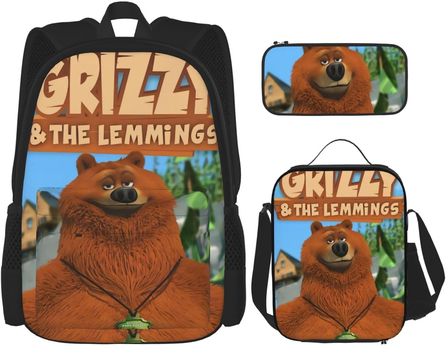 Backpack 3 piece set Grizzy and anime The Lemmings laptop backpack ...