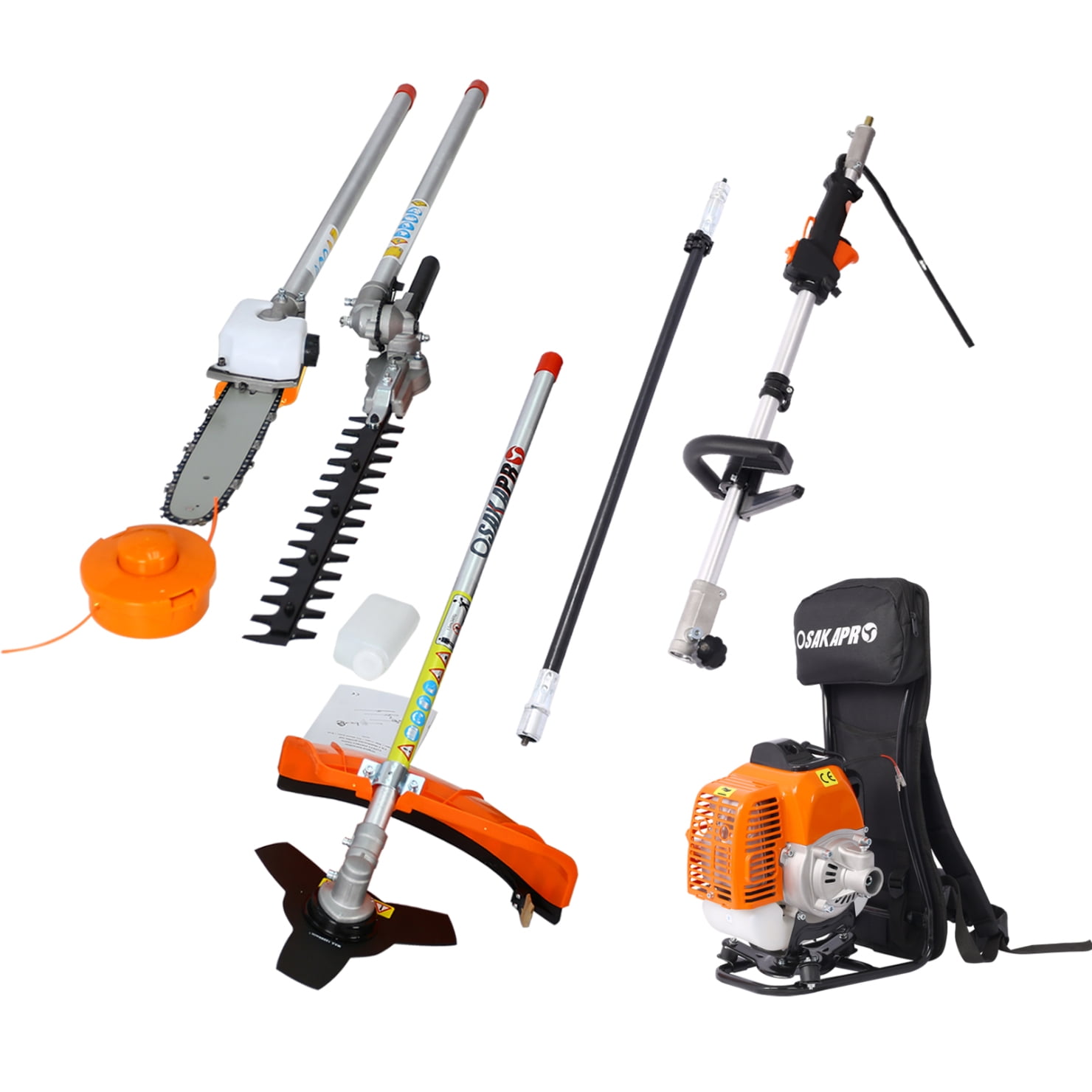 Backpack 4-In-1 Gas Powered Yard Maintenance System With Pole Saw Hedge ...