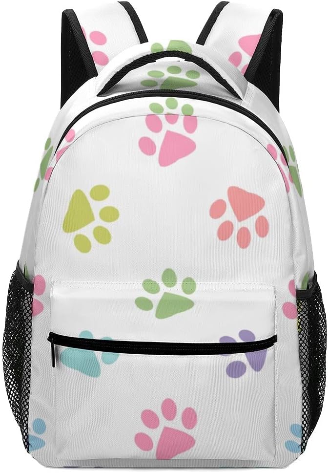 Backpack Bag Cute Colorful Dog Paw Prints Laptop Casual Bag Rucksack ...