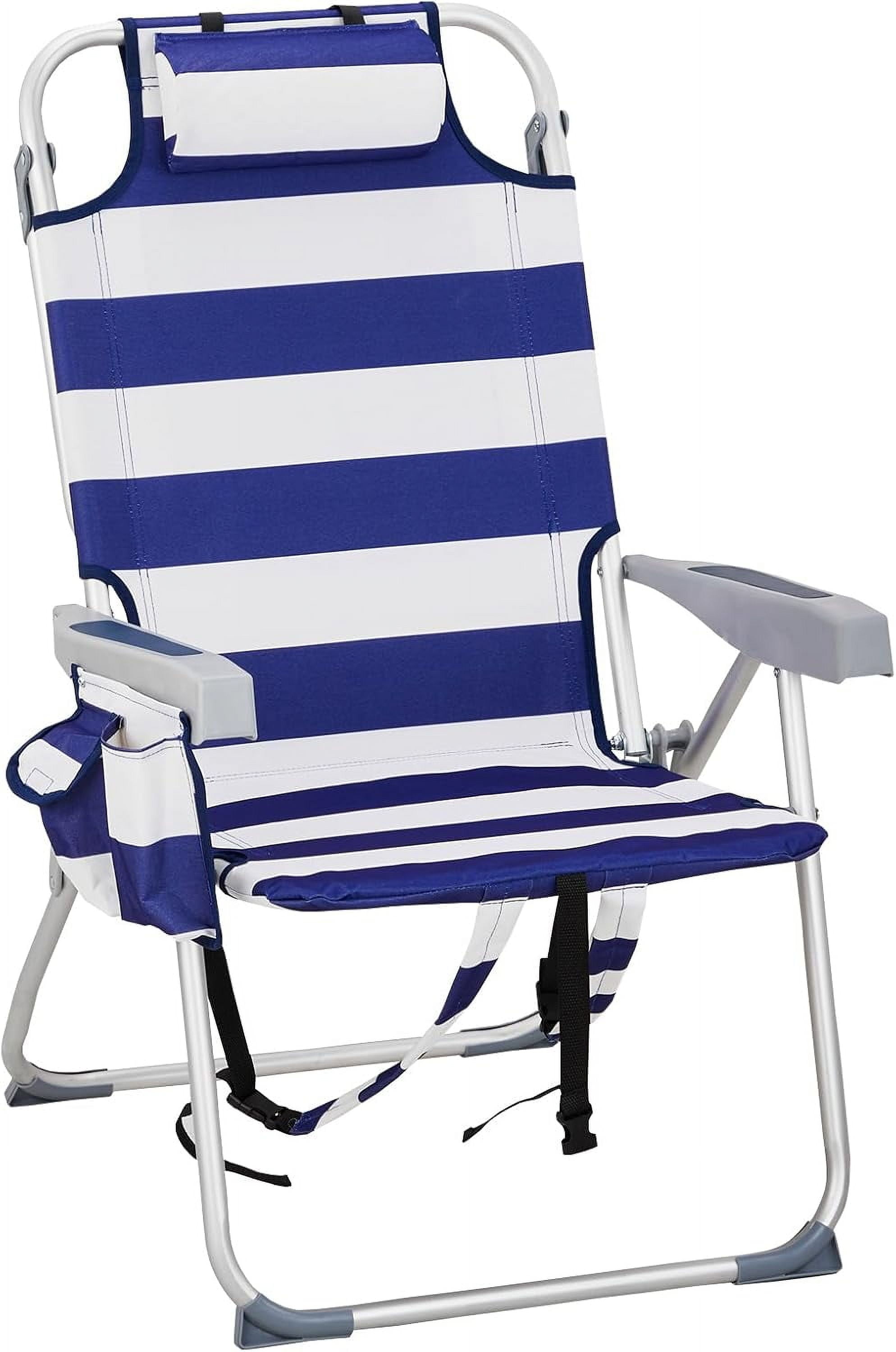 Backpack Beach Chair, 5 Level Adjustable Positions Beach Chair with ...