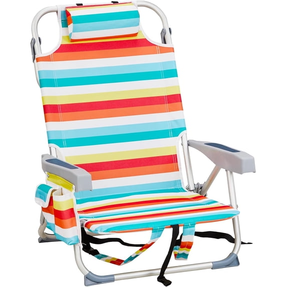 Backpack Beach Chair, 5 Level Adjustable Positions Beach Chair with ...