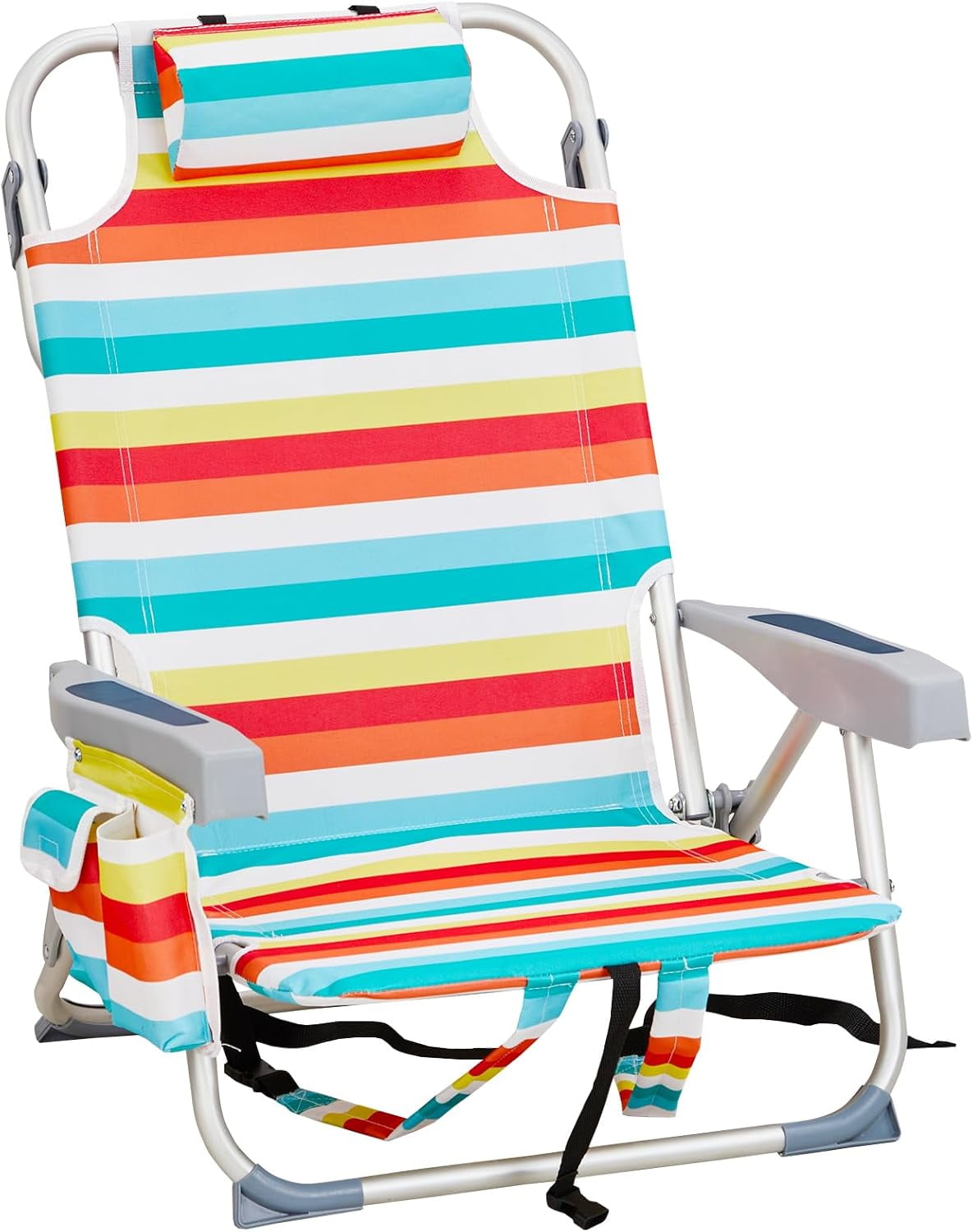 Backpack Beach Chair, 5 Level Adjustable Positions Beach Chair with ...