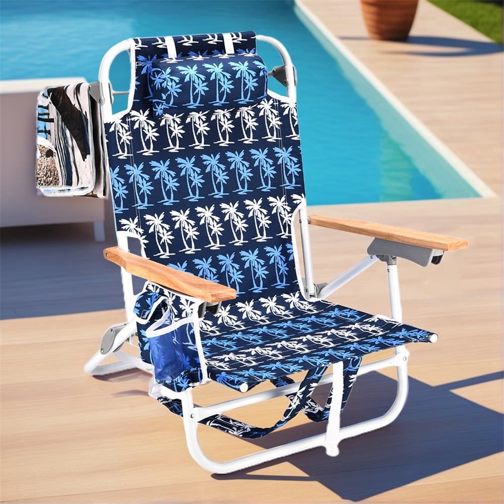 Cfowner 5 Adjustable Reclining Positions Beach Chair, Aqua Blue ...