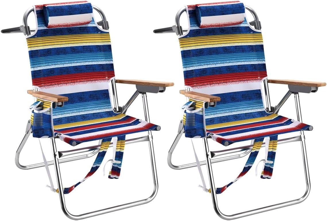 Backpack Beach Chairs for Adults Capacity 300 LBS Low 5 Position Beach ...