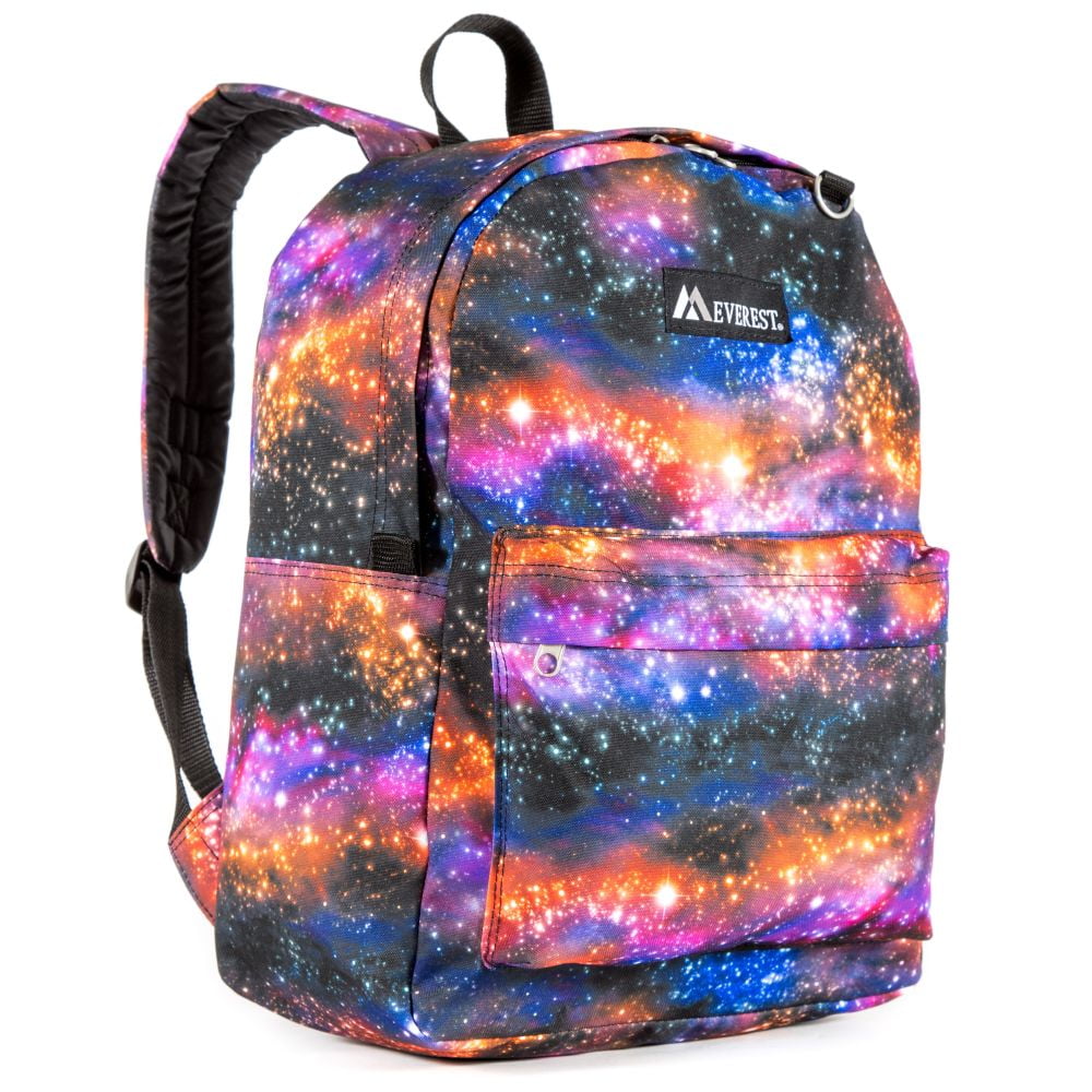 Everest Unisex Book Bag Fun Prints Polyester Classic Backpack, Galaxy ...