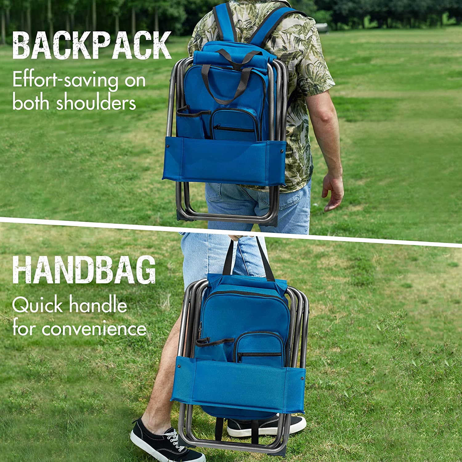 Backpack Cooler Chair Fishing Chairs with Backrest Folding Camping ...