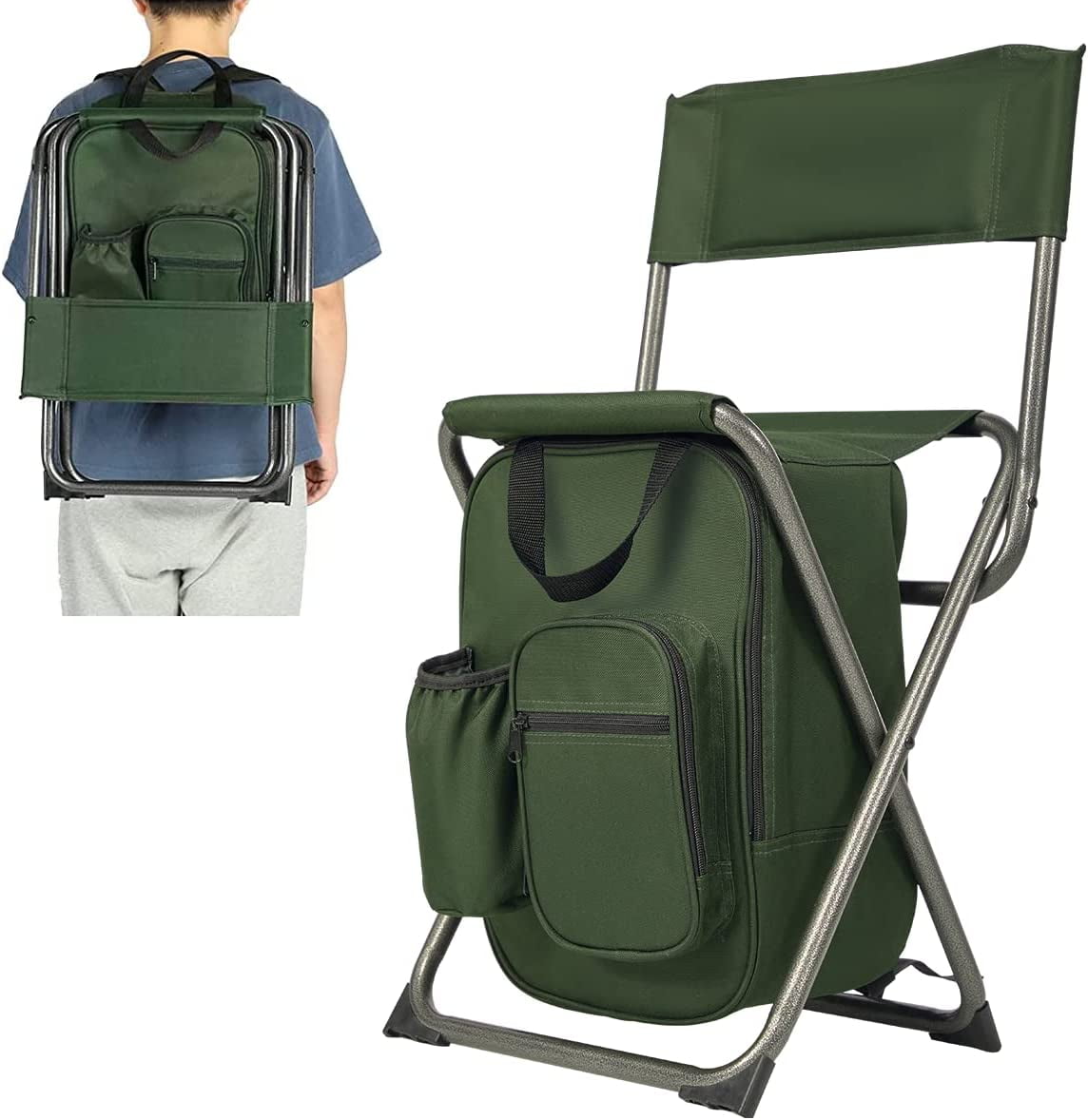 Backpack Cooler Chair Fishing Chairs with Backrest Folding Camping ...