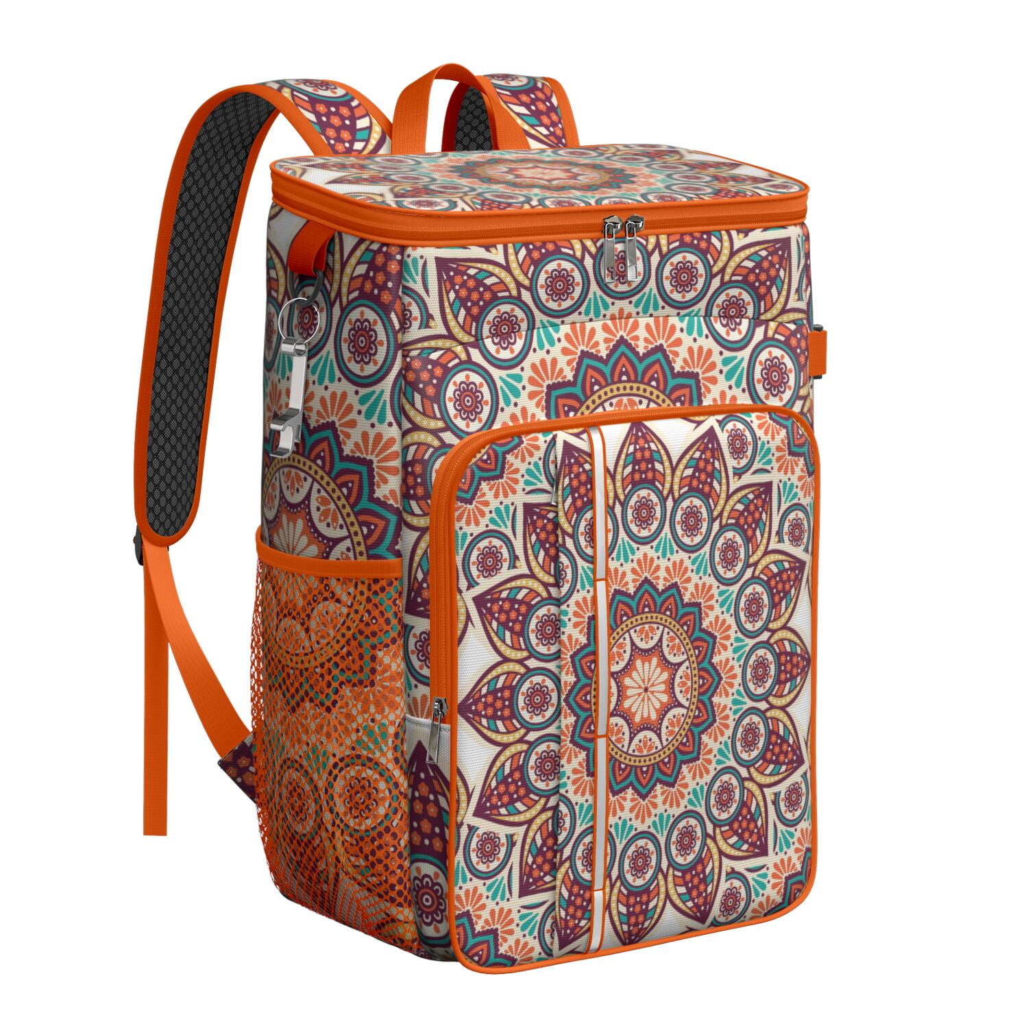 Backpack Cooler Mandala Ethnic Cultural Print, Waterproof Leakproof ...