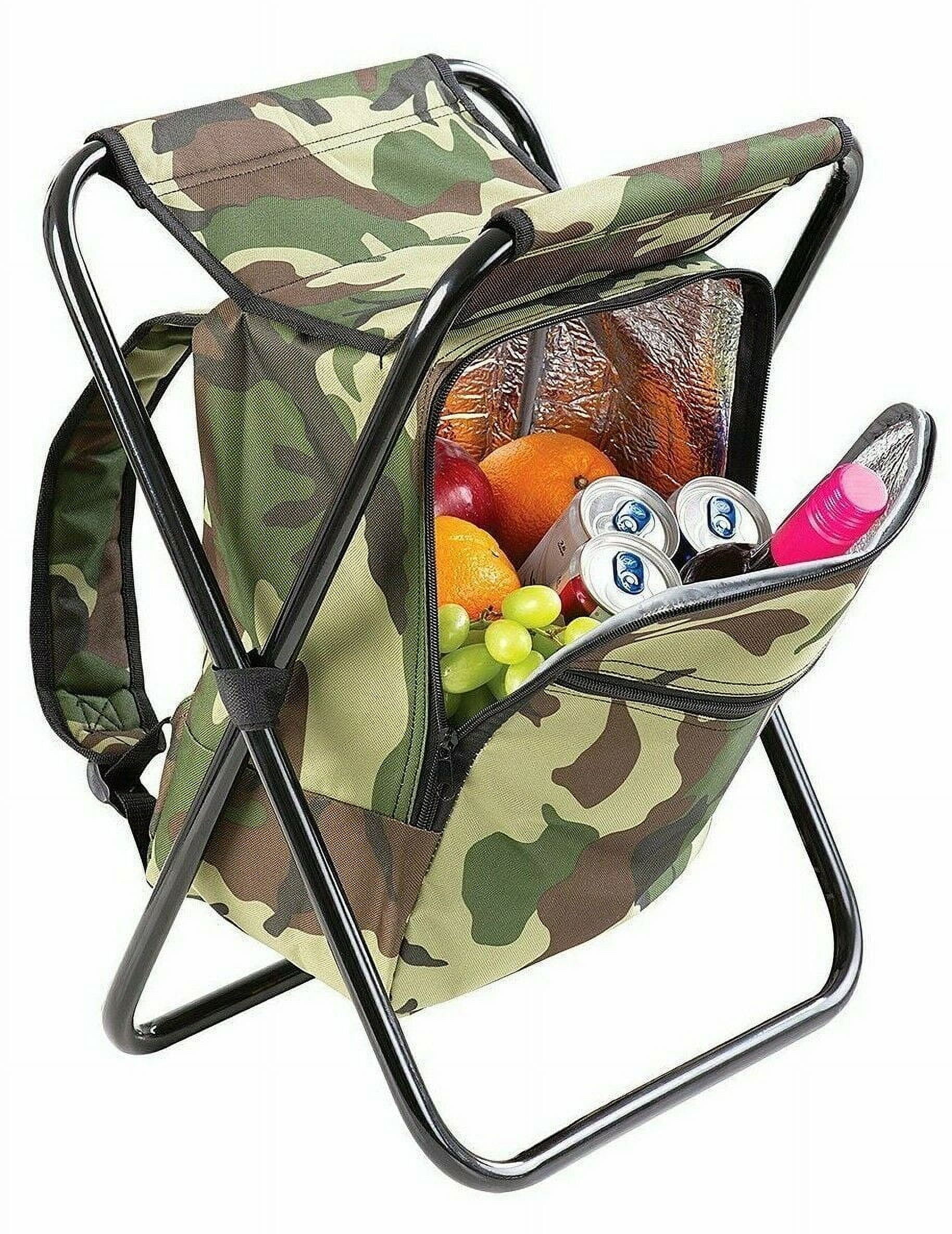 Backpack Cooler and Stool - Collapsible Folding Camping Chair and ...