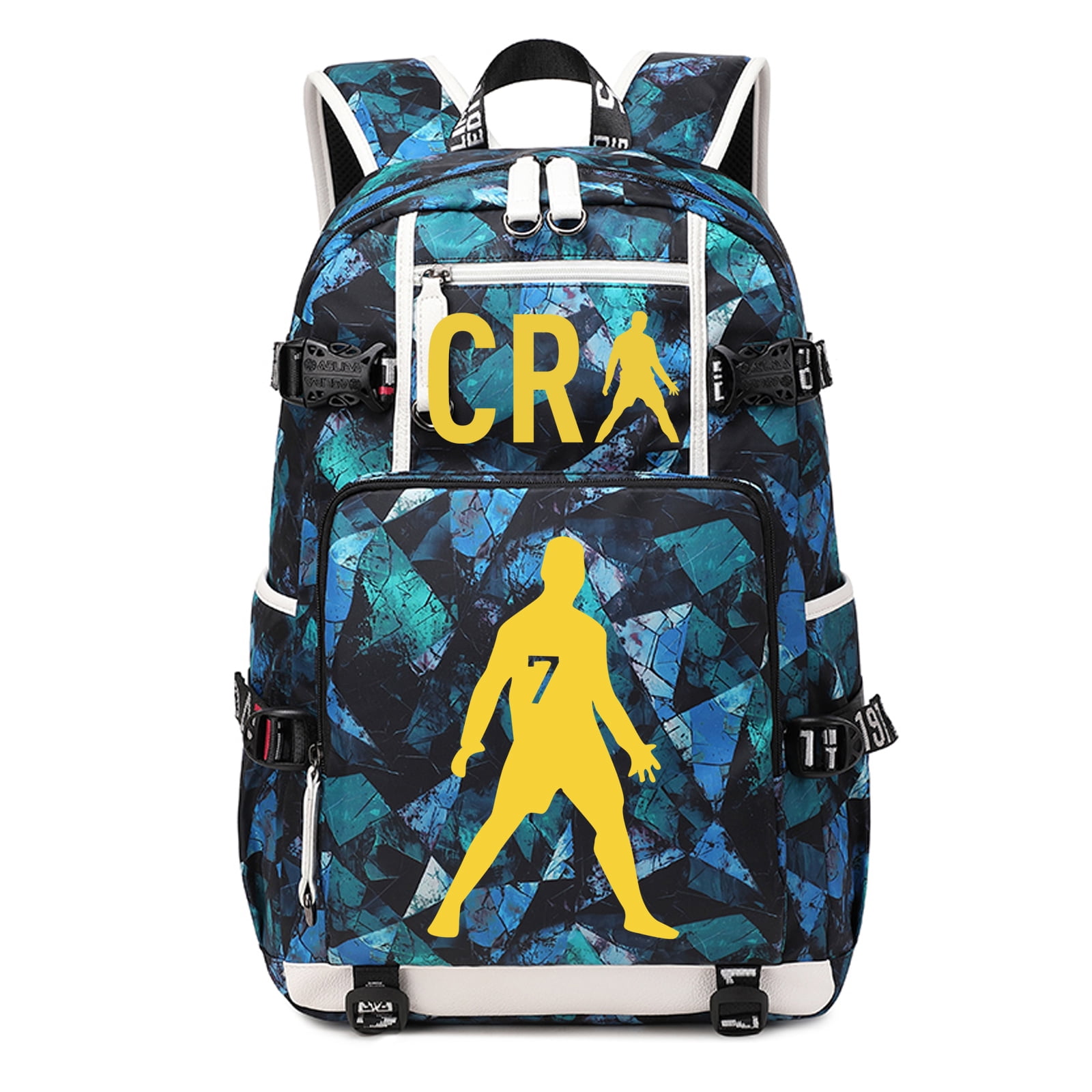 Backpack Cristiano Ronaldo Print USB Waterproof For School Camp Travel ...