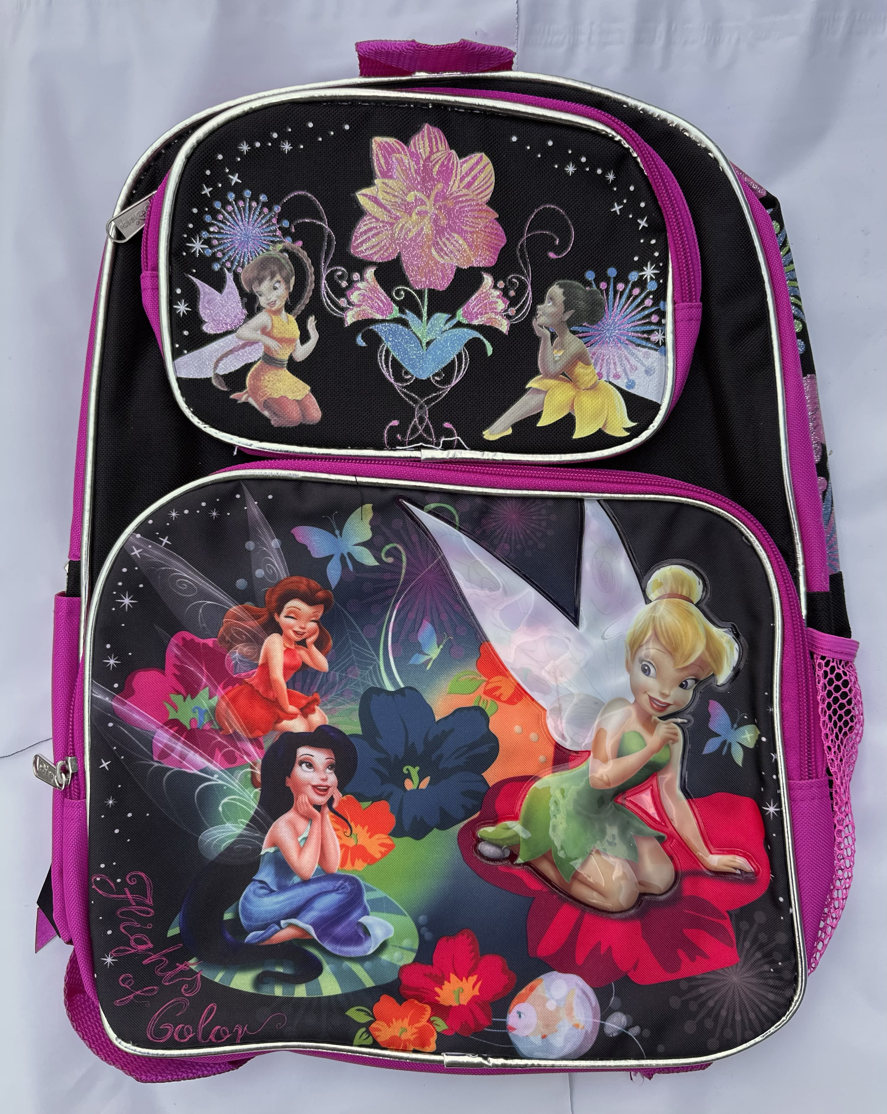 Disney Tinkerbell & Friends Black Backpack - Large School Bookbag ...