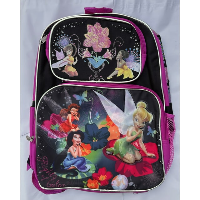 Disney Tinkerbell & Friends Black Backpack - Large School Bookbag ...