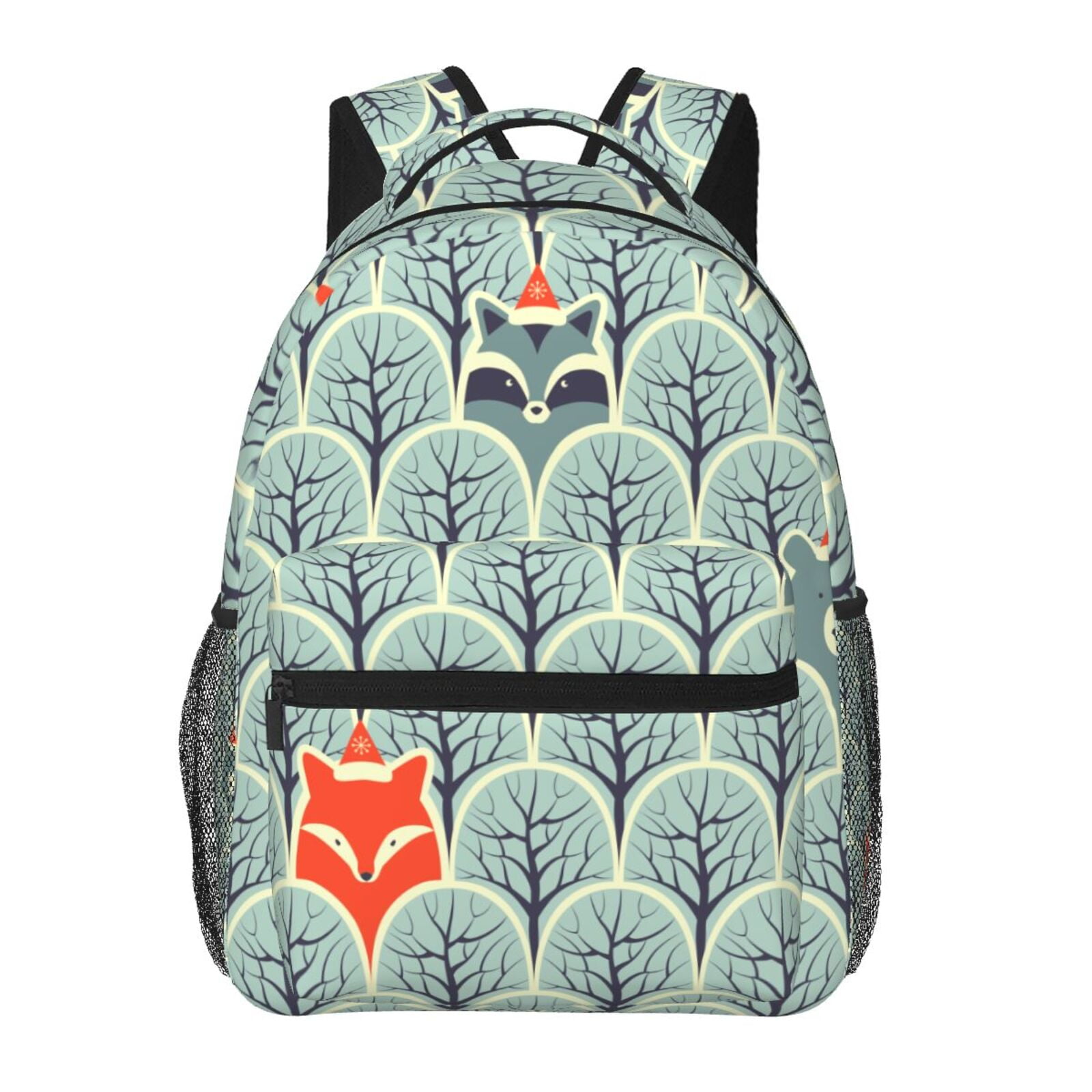 Backpack For Adult Women Men Book Bag Lightweight Computer Bag Casual Travel Daypack Raccoon Fox ...