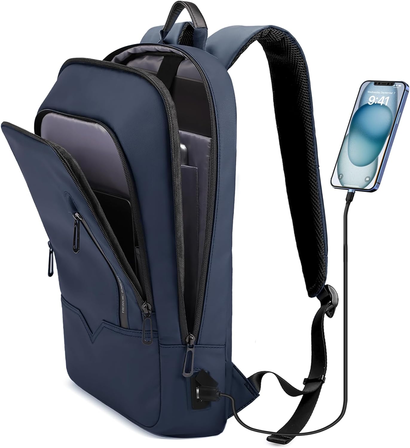 Backpack For Men Business Slim Backpack With Usb Charger Computer ...