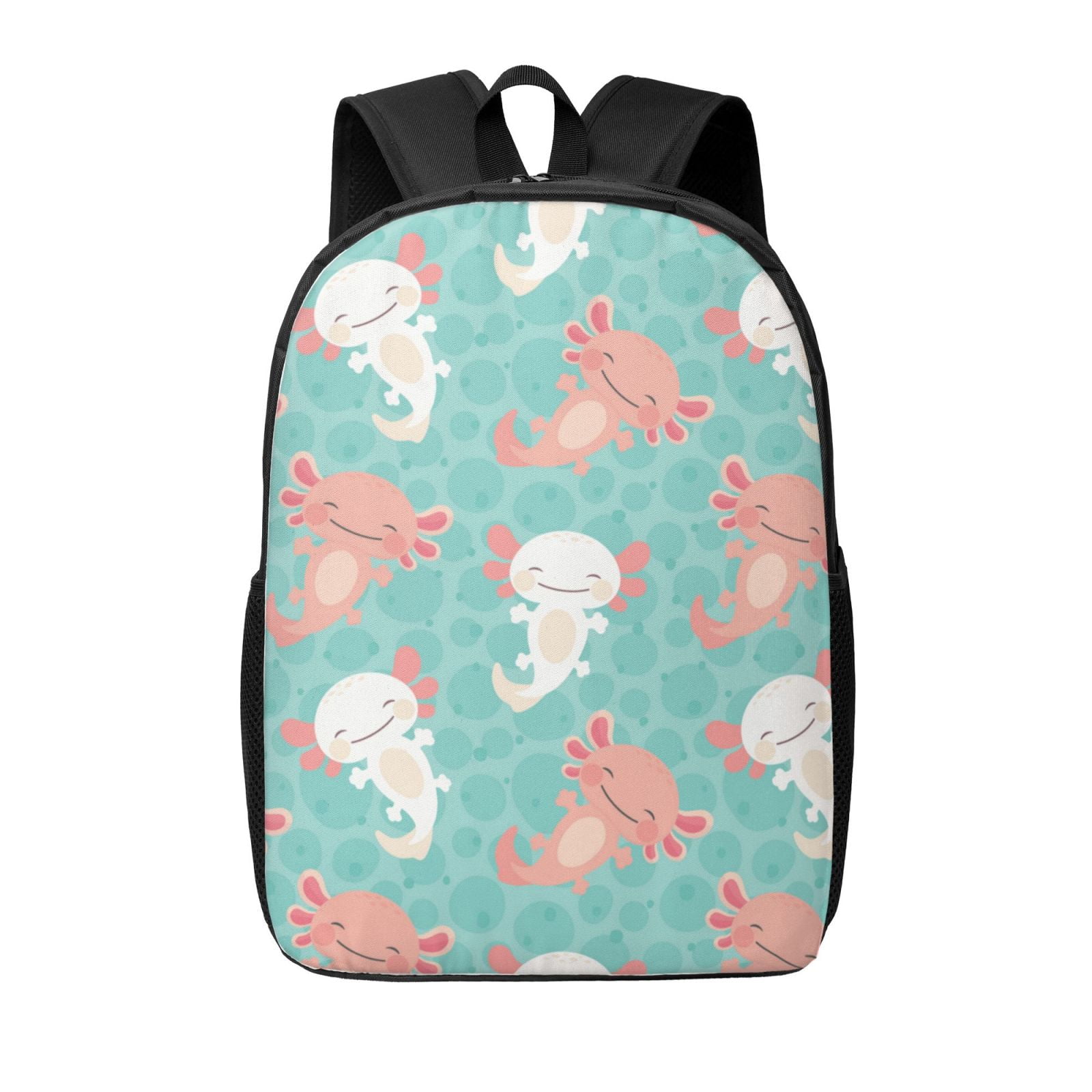 Backpack For School, Cartoon Cute Axolotl Green School Backpack For ...