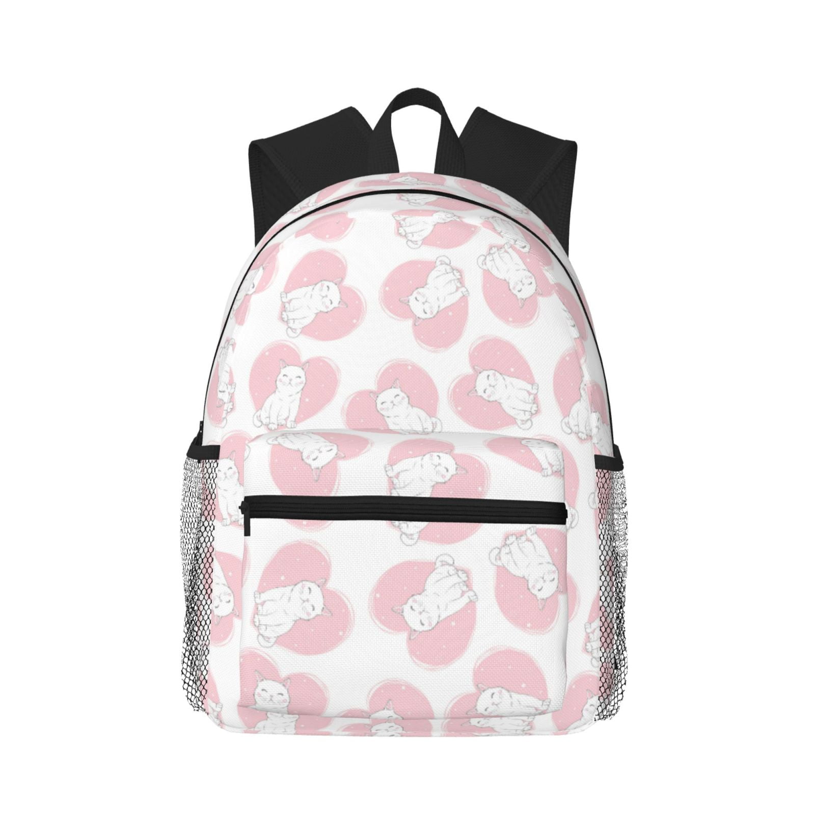 Backpack For Women/Men - Cute Pink Loving Cartoon Cat Lightweight ...