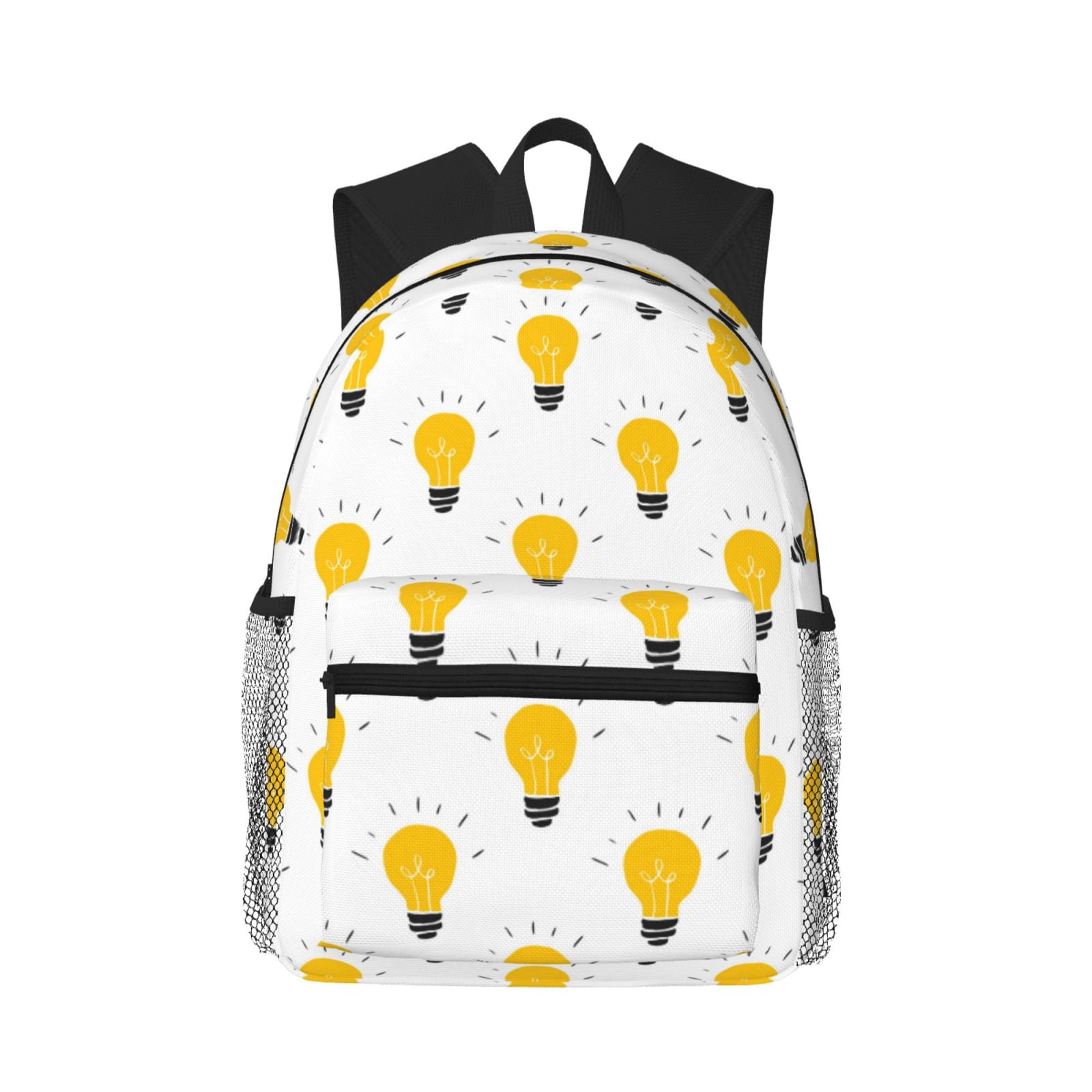 Backpack For Women/Men - Light Bulb Pattern White Lightweight Travel ...