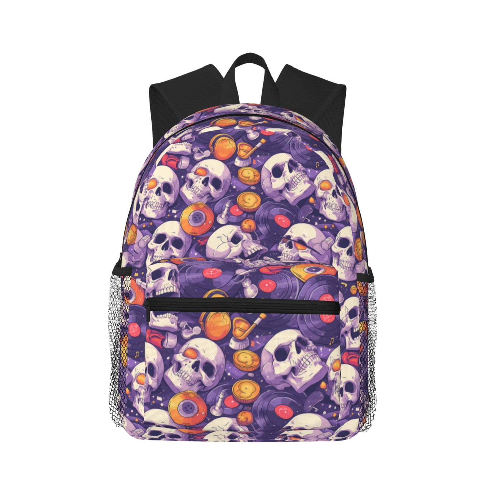 Backpack For Women/Men - Music Skull Record Lightweight Travel Bag ...