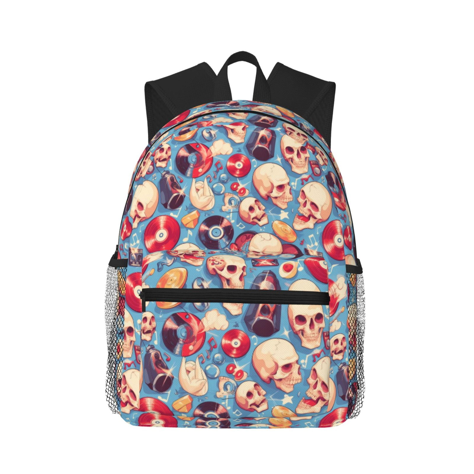 Backpack For Women/Men - Music Skull Record Retro Lightweight Travel ...