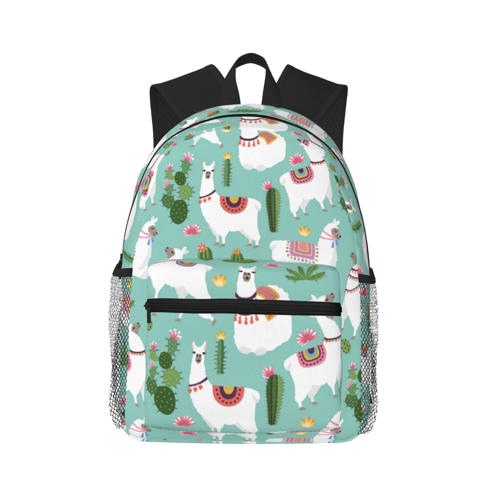 Backpack For Women/Men - White Cute Alpaca Green Cactus Lightweight ...