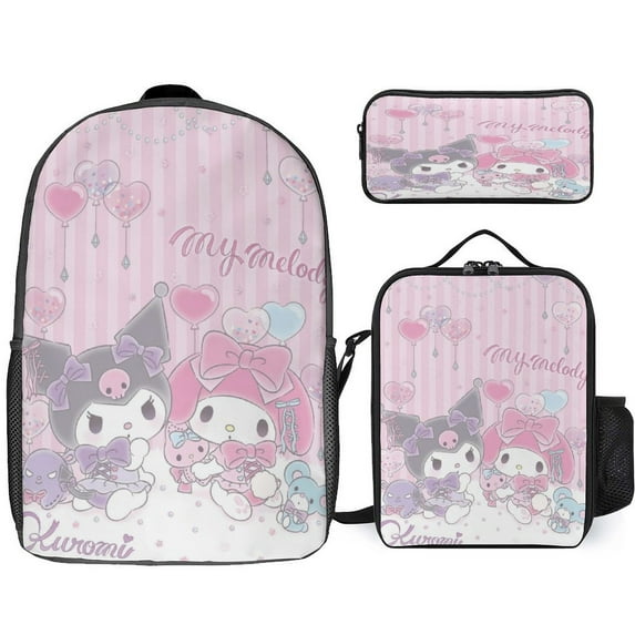 Backpack Kuromi Three Piece Set Combination Backpack + Pencil Case ...