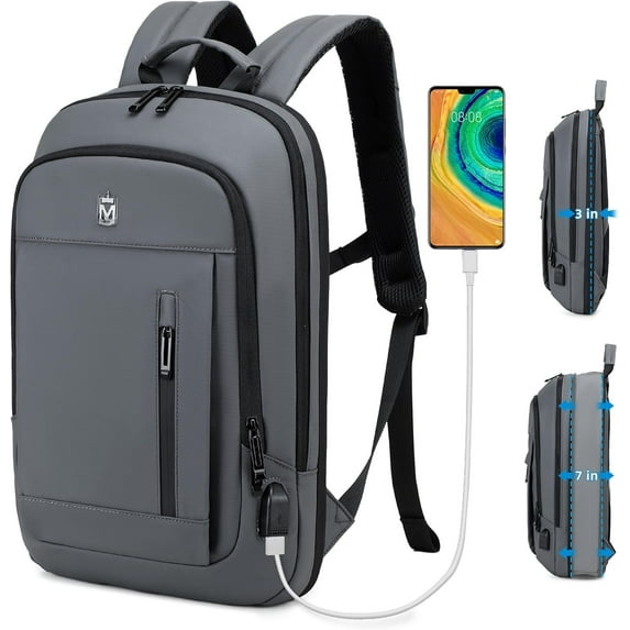 Backpack Laptop Men 15.6 inch Slim Work Business Backpacks with USB ...