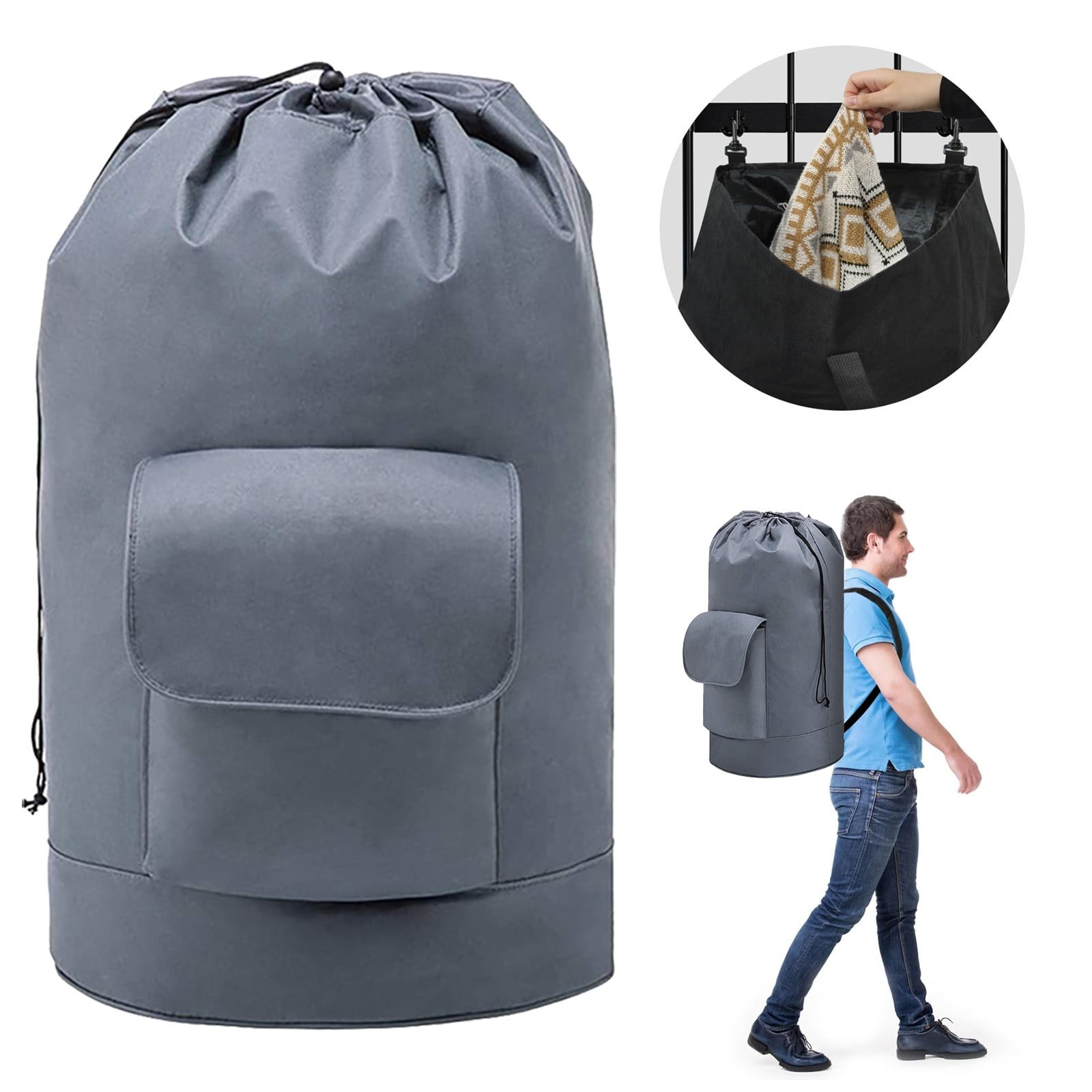 Backpack Laundry Bag Large Laundry Bag with Adjustable Padded Strap ...