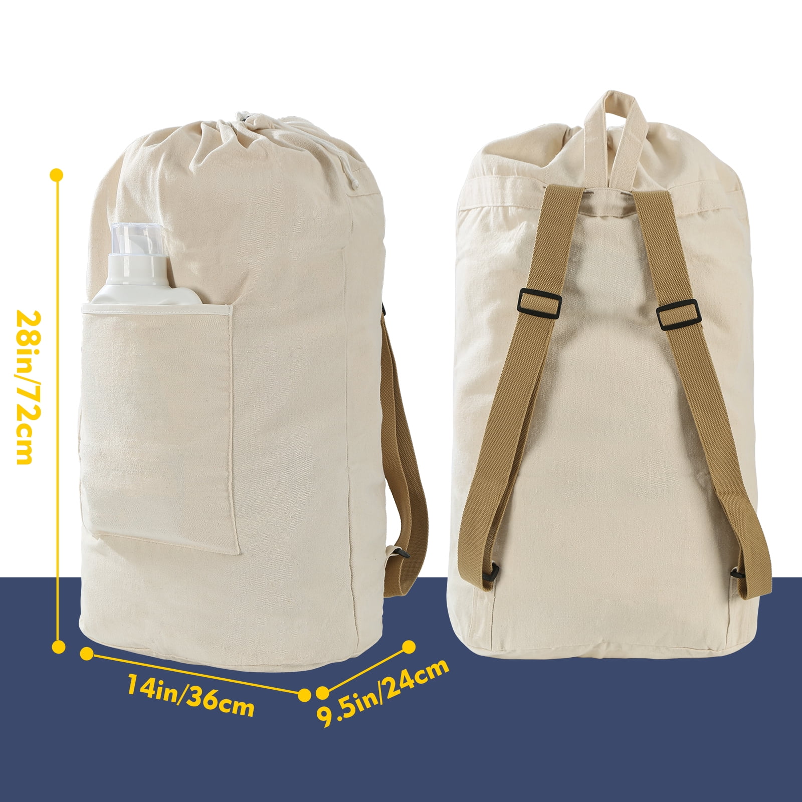 Backpack Laundry Bag with Shoulder Straps, Durable Clothes Hamper Bag ...