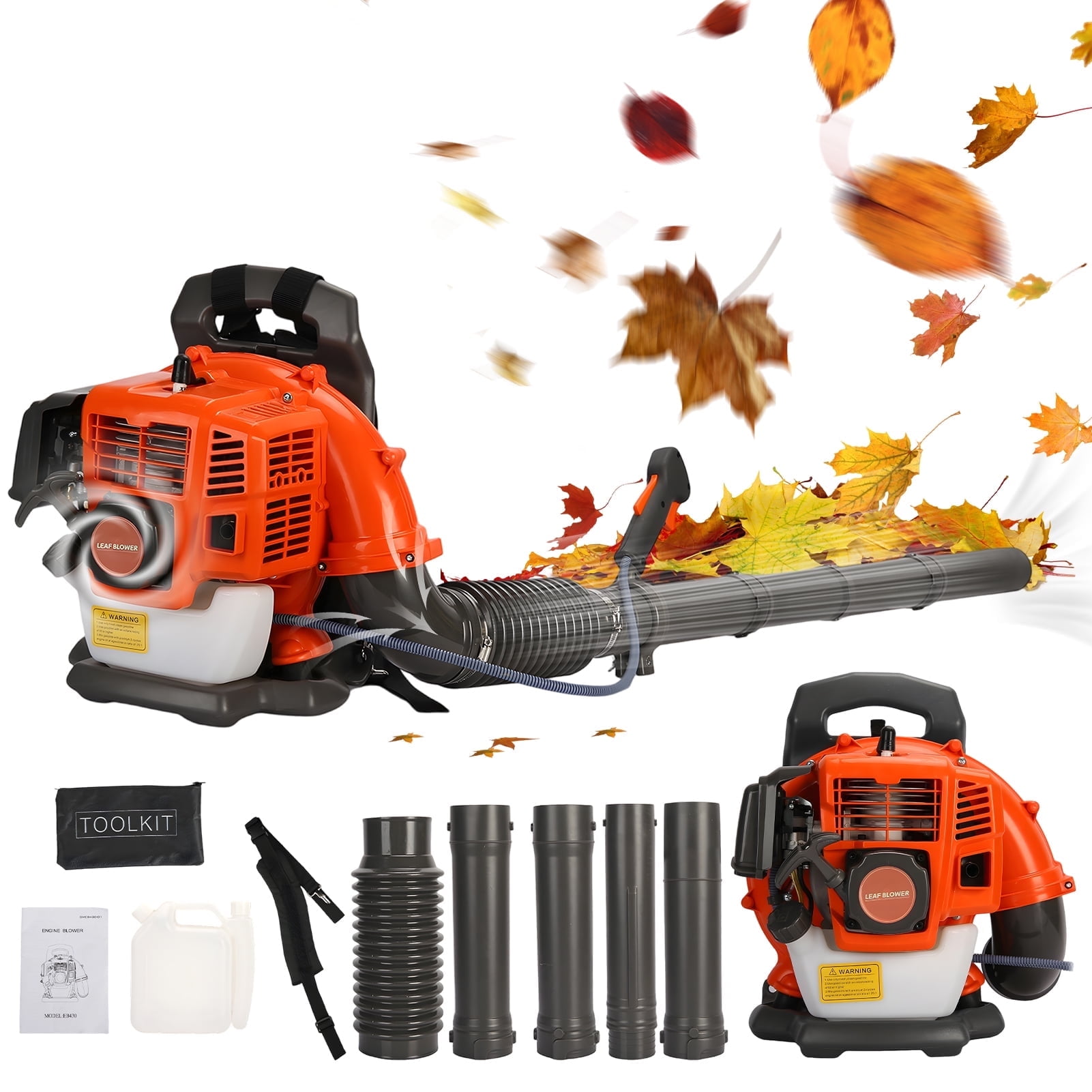 Backpack Leaf Blower - 52CC Gas Powered with Adjustable Tube, Multi ...