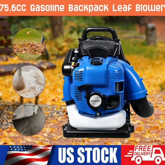 Backpack Leaf Blower, 75.6CC 3.5HP 2-Cycle Gas Leaf Blower, 900CFM , 210MPH , Powerful Clearing ...