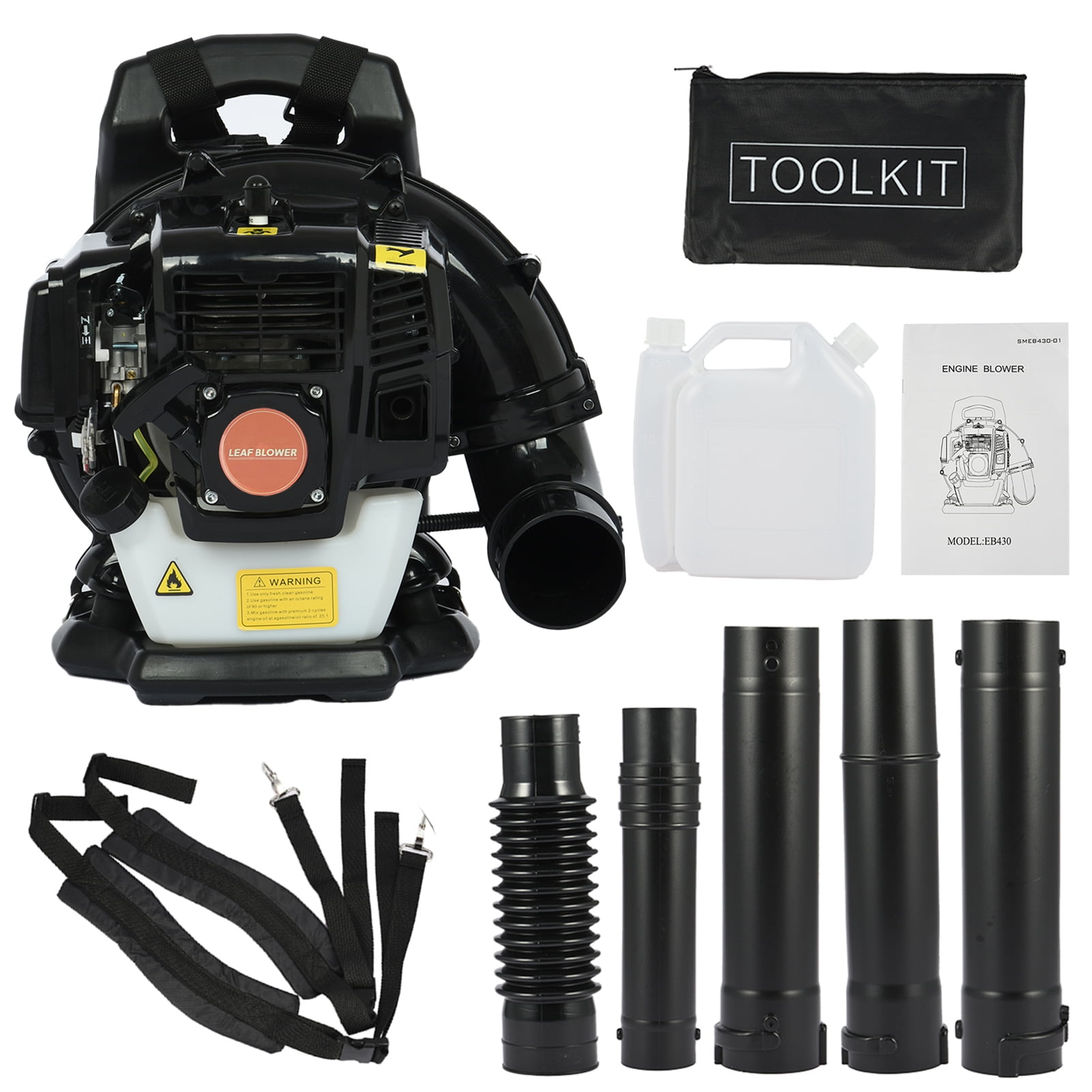 Backpack Leaf Blower Gas Powered, 52CC 2-Stroke Engine, 550CFM Air ...