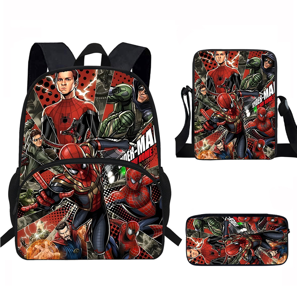 Backpack Lightweight Spi-der Man Elementary Shoulder Bag with Lunch Bag ...