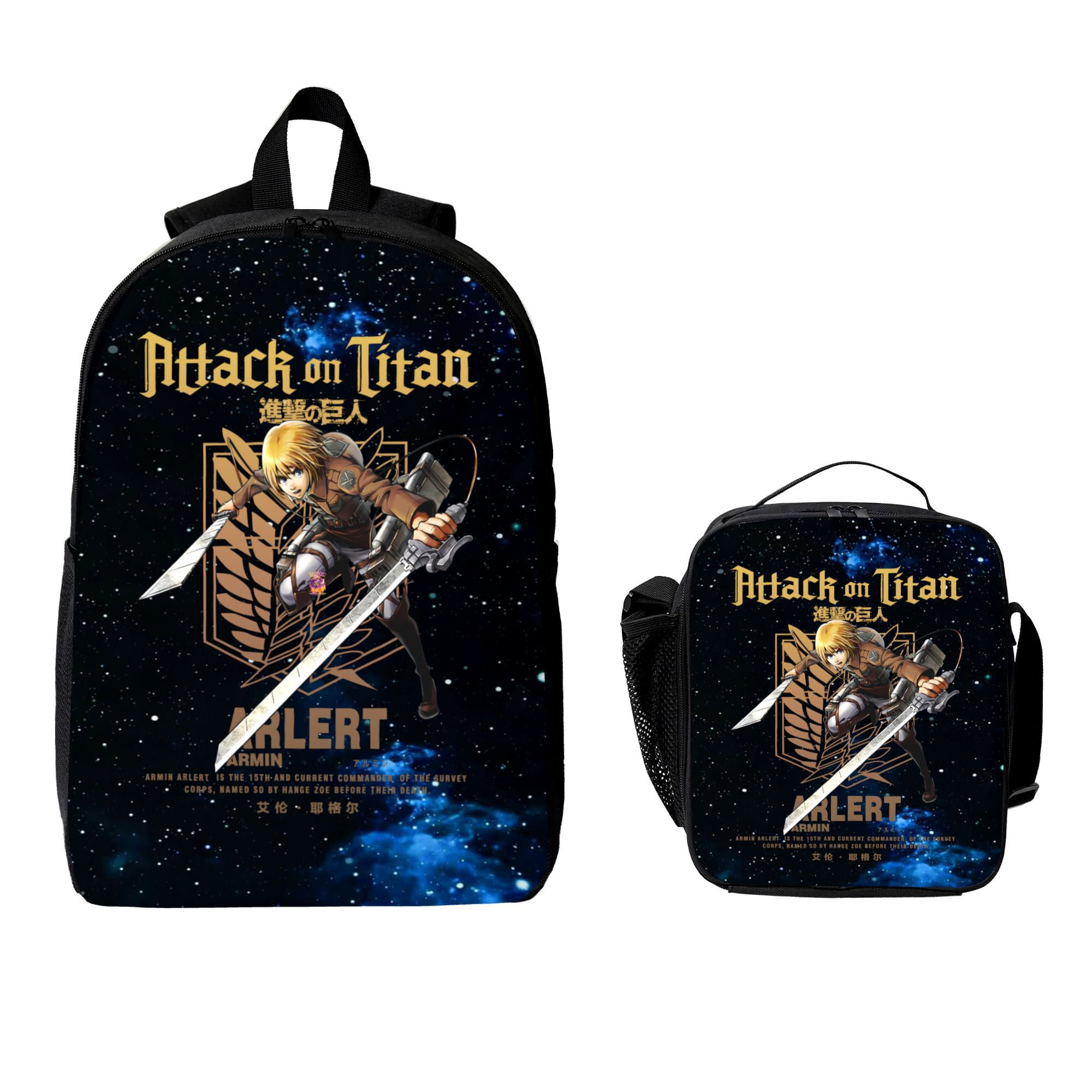 Backpack Lunch Bag Set of 2 Armin Arlert Attack on Titan Lunch Box for ...