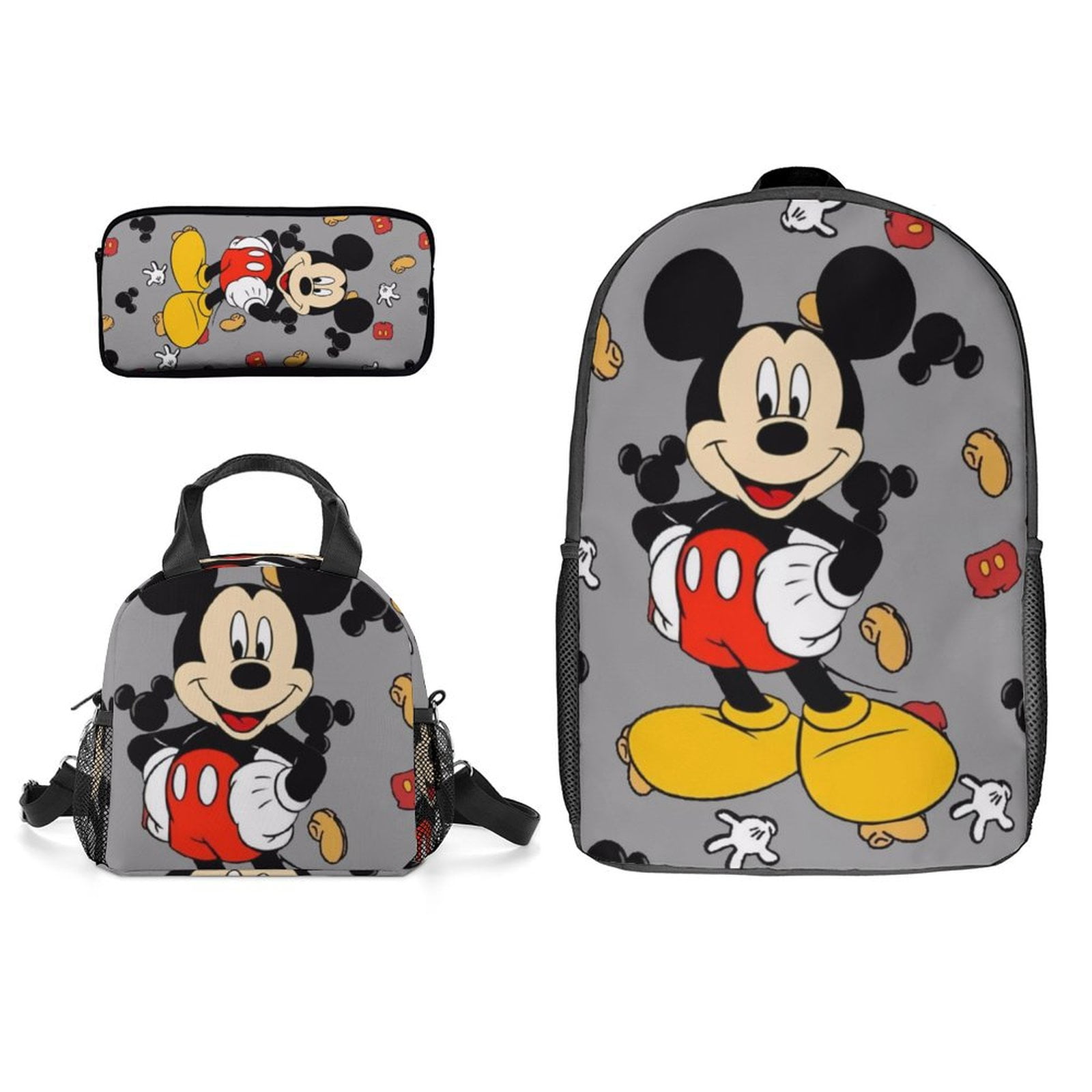 Backpack Mic-key Min-nie Mouse With Lunch Box Pencil Bag 3Set for Men ...