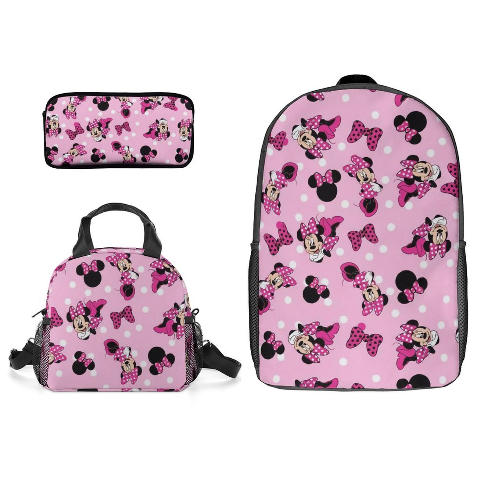 Backpack Mick-ey Min-nie Mouse With Lunch Box Pencil Bag 3Set for Men ...