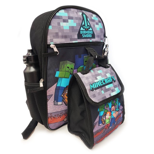 "Minecraft Diamond Sword 16"" Backpack Set - 6 Piece Set Including ...