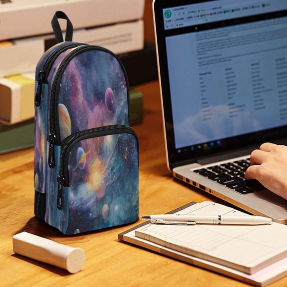 Backpack Pencil Case, 3 Compartment Large Capacity Oxford Fabric Pencil ...