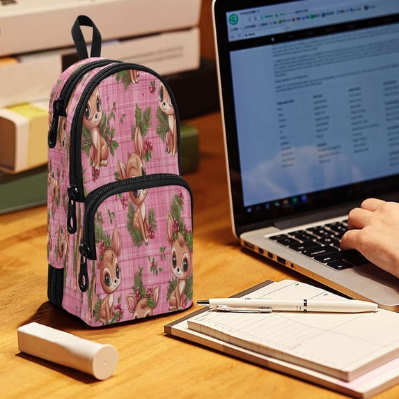 Backpack Pencil Case, 3 Compartment Large Capacity Oxford Fabric Pencil ...