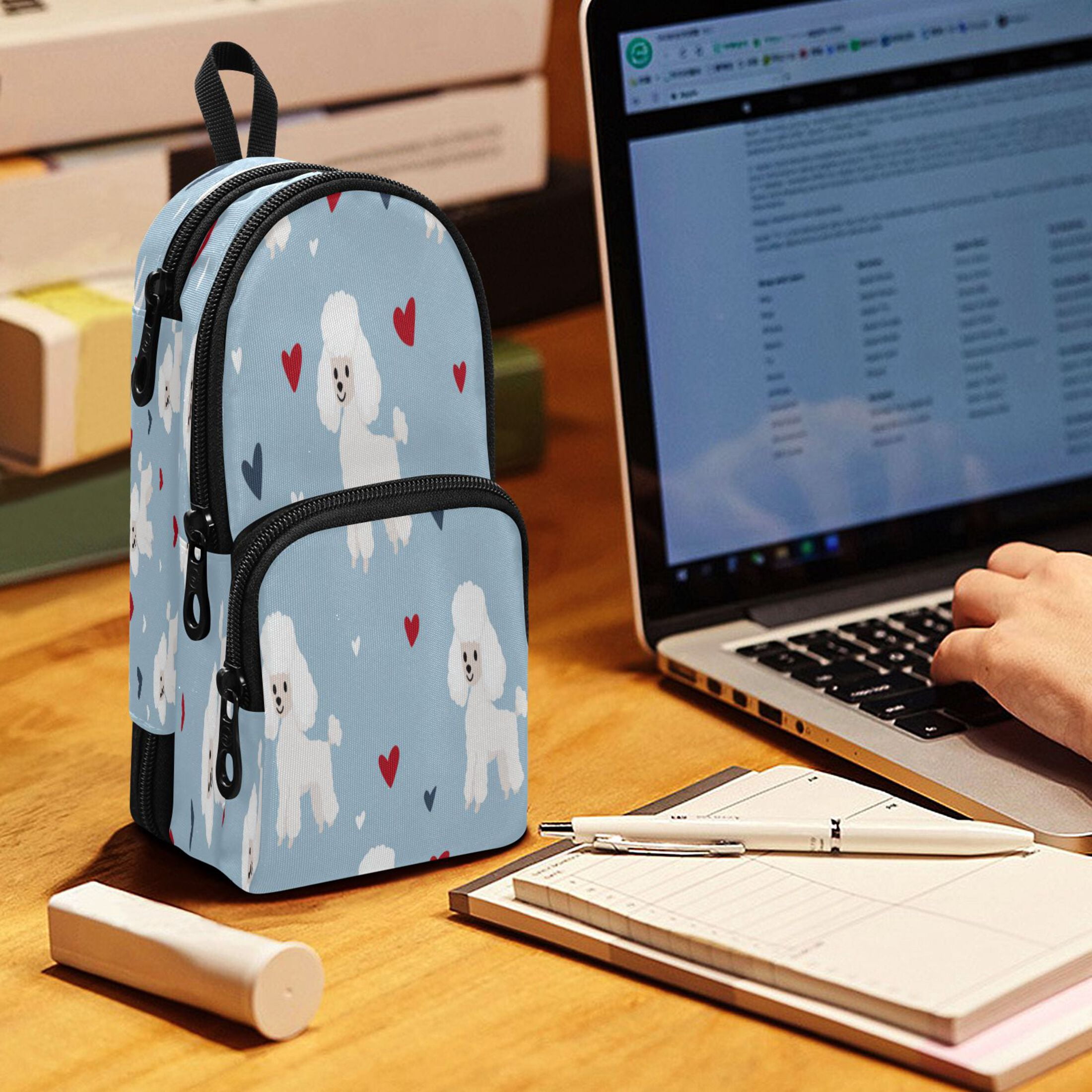 Backpack Pencil Case, 3 Compartment Large Capacity Oxford Fabric Pencil ...