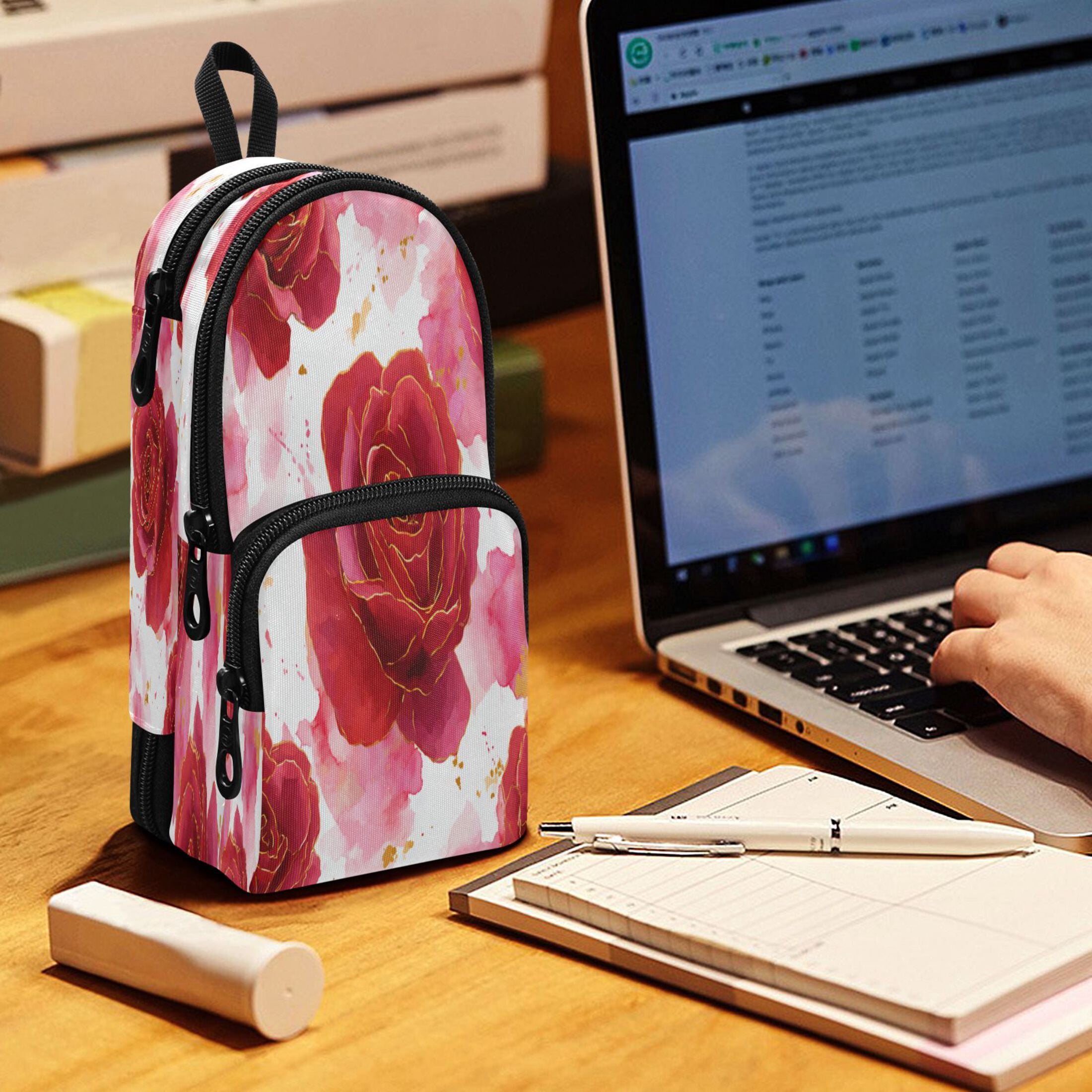 Backpack Pencil Case, 3 Compartment Large Capacity Oxford Fabric Pencil ...