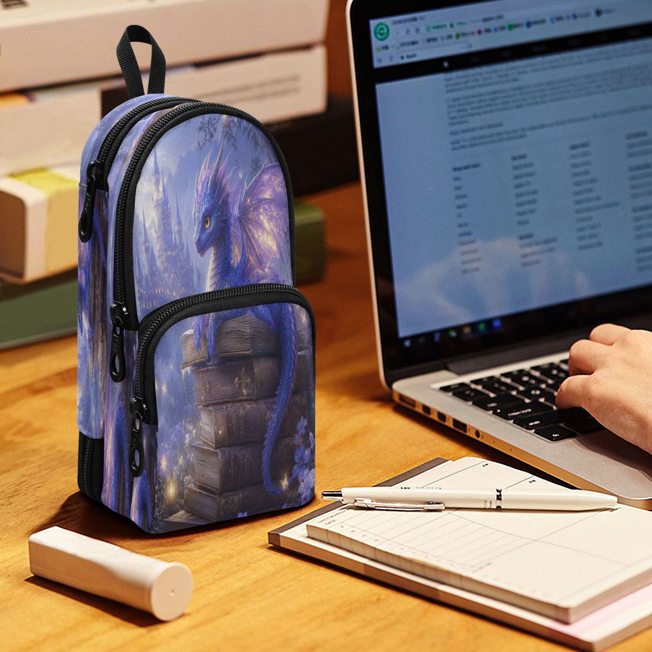 Backpack Pencil Case, 3 Compartment Large Capacity Oxford Fabric Pencil ...