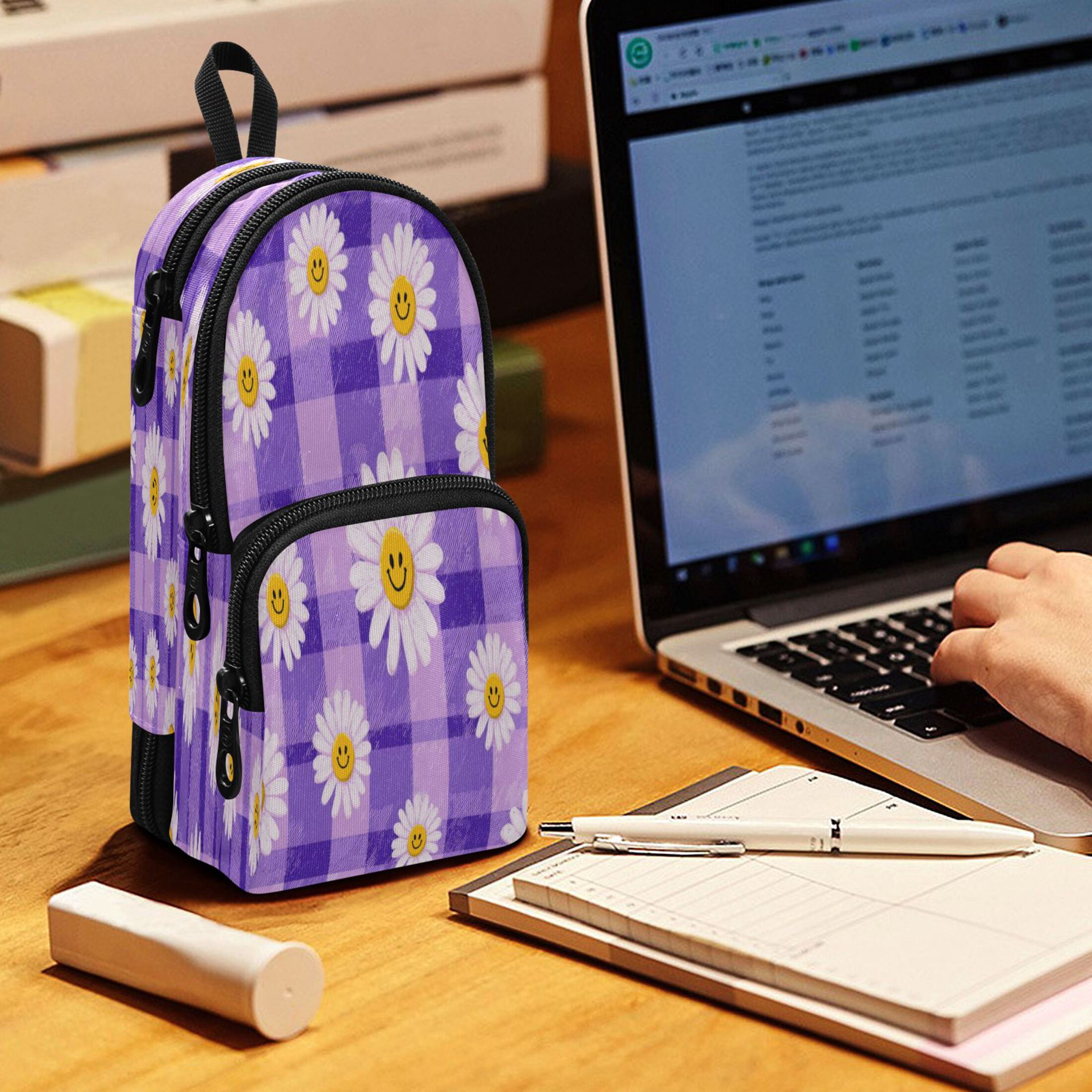 Backpack Pencil Case, 3 Compartment Large Capacity Oxford Fabric Pencil ...