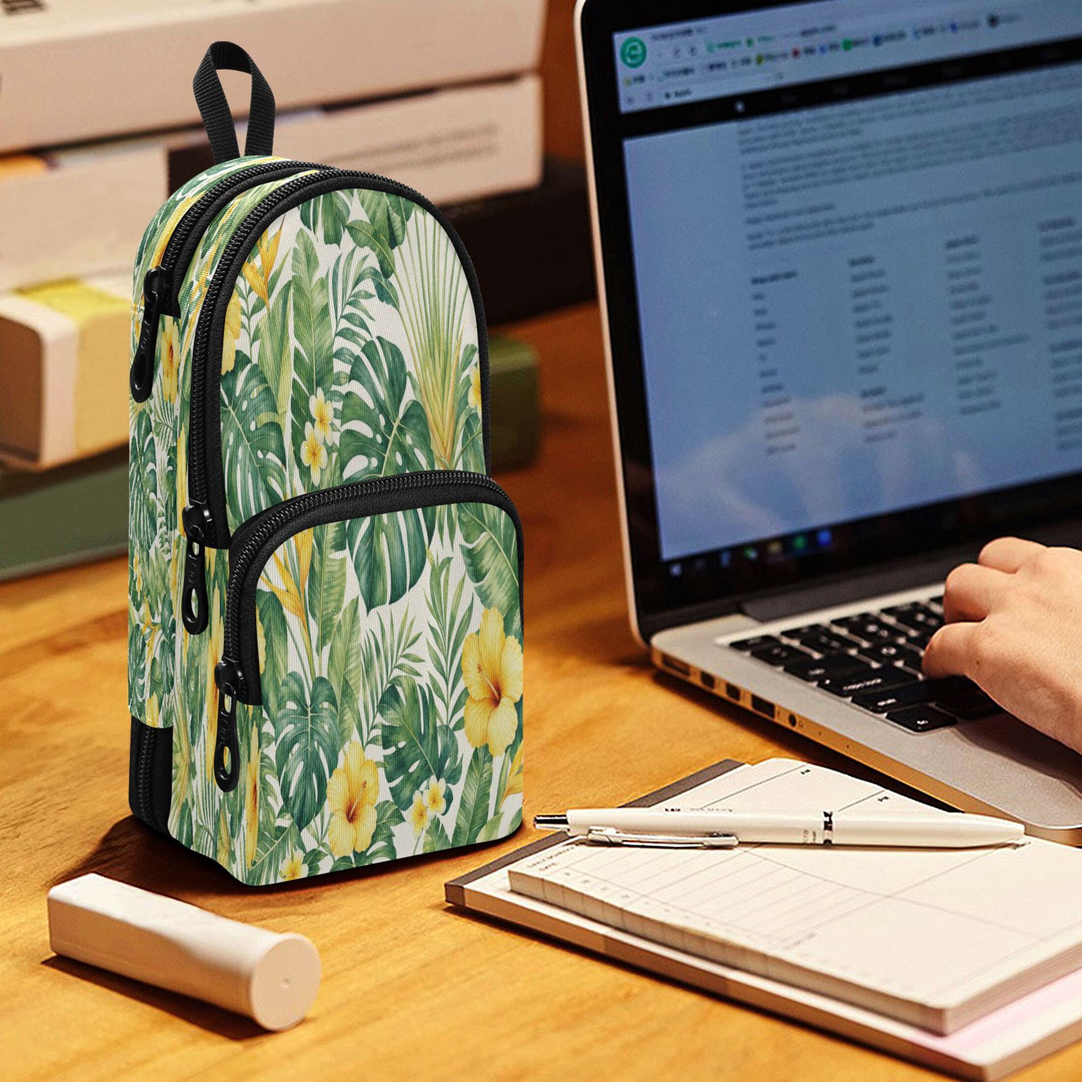 Backpack Pencil Case, 3 Compartment Large Capacity Oxford Fabric Pencil ...