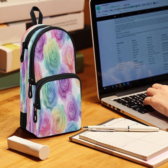 Backpack Pencil Case, 3 Compartment Large Capacity Oxford Fabric Pencil ...