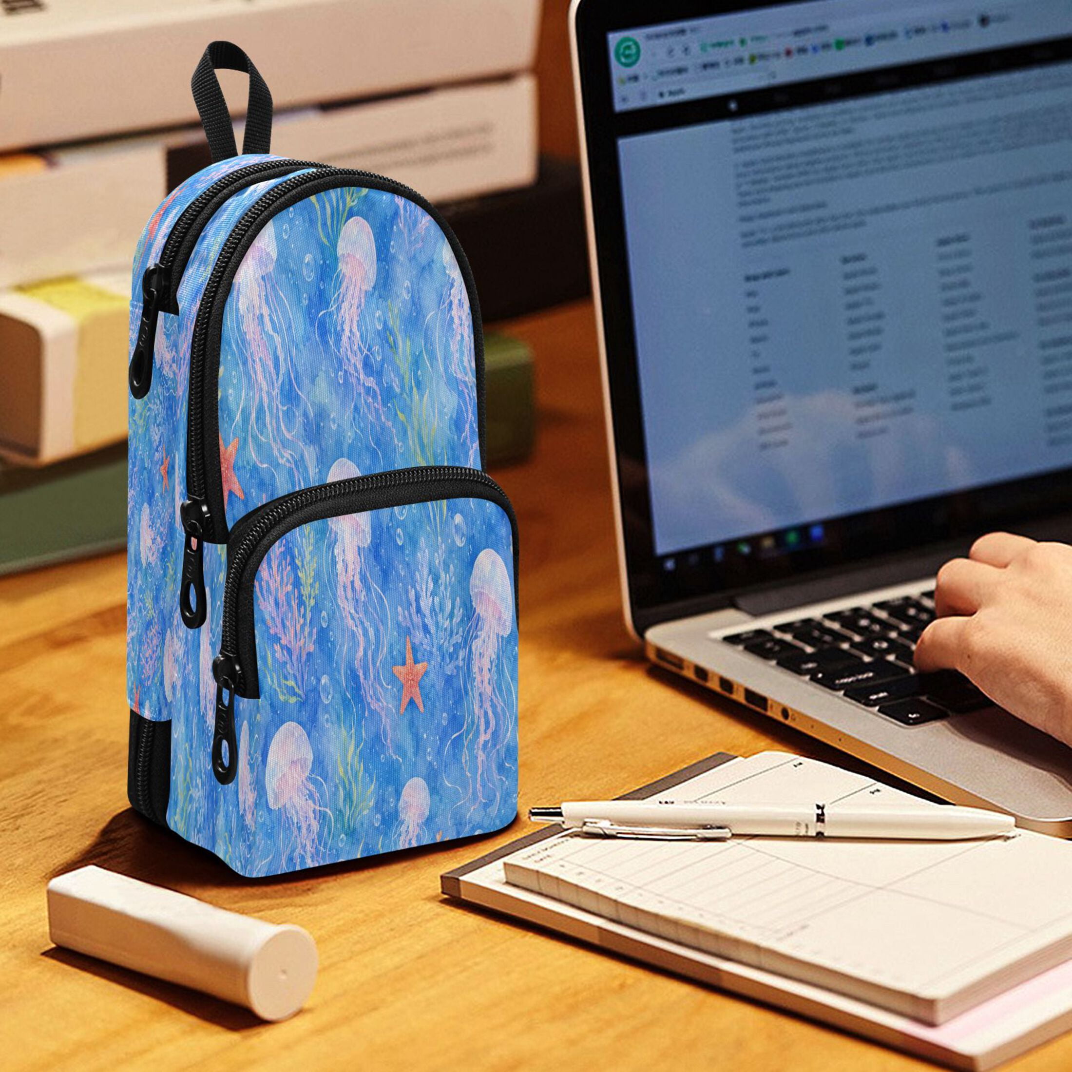 Backpack Pencil Case, 3 Compartment Large Capacity Oxford Fabric Pencil ...
