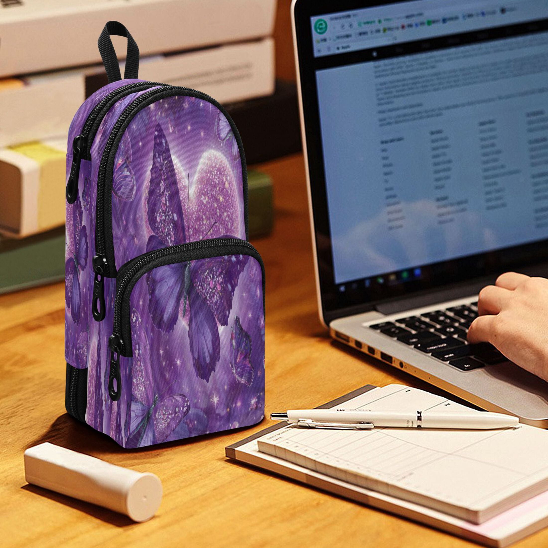 Backpack Pencil Case, 3 Compartment Large Capacity Oxford Fabric Pencil ...