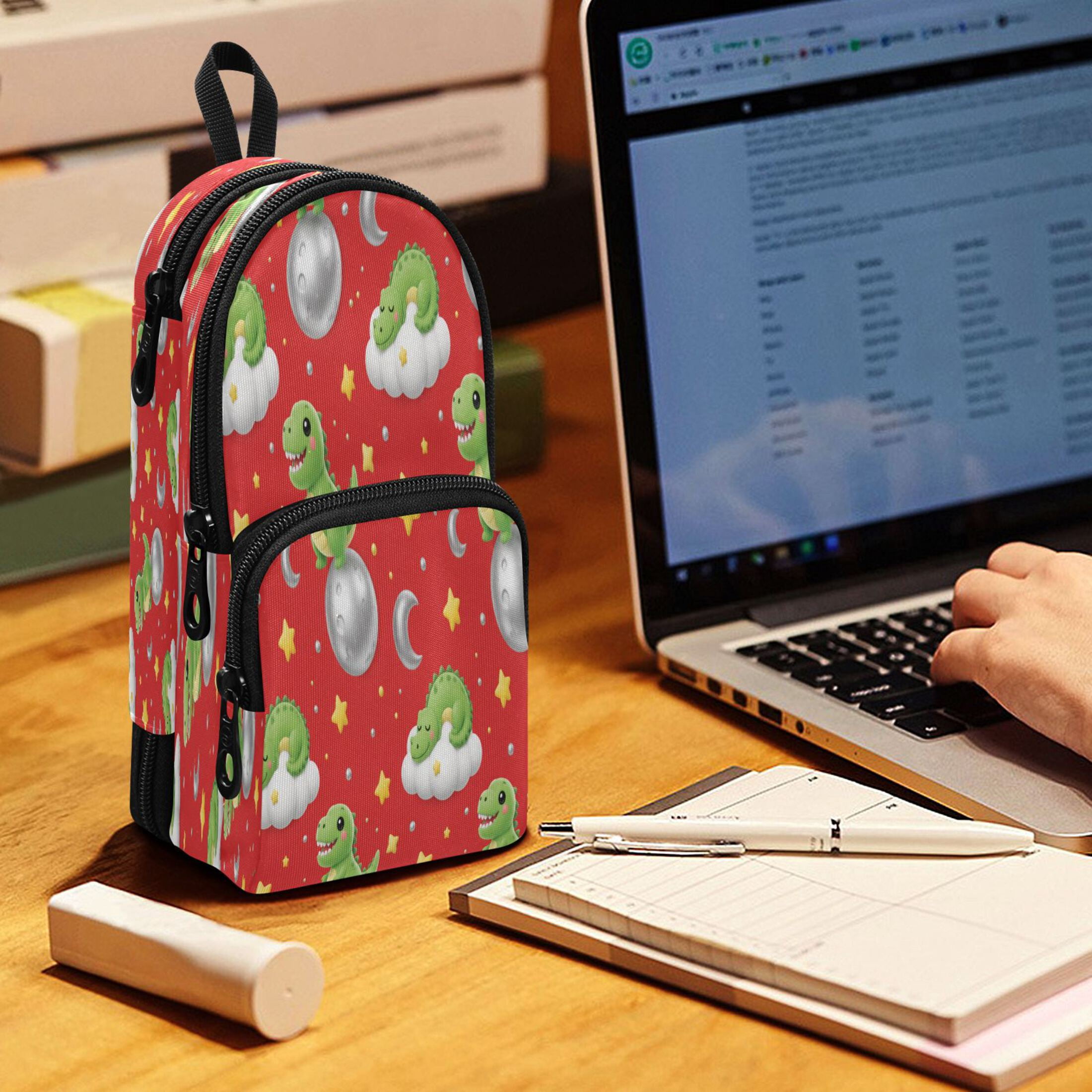 Backpack Pencil Case, 3 Compartment Large Capacity Oxford Fabric Pencil ...