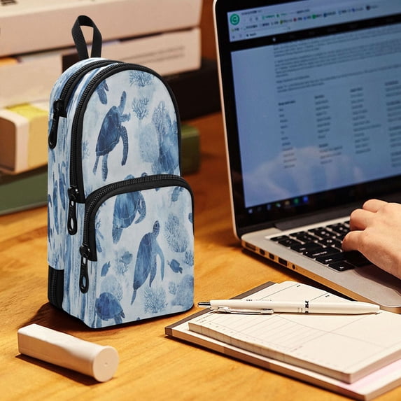 Backpack Pencil Case, 3 Compartment Large Capacity Oxford Fabric Pencil ...