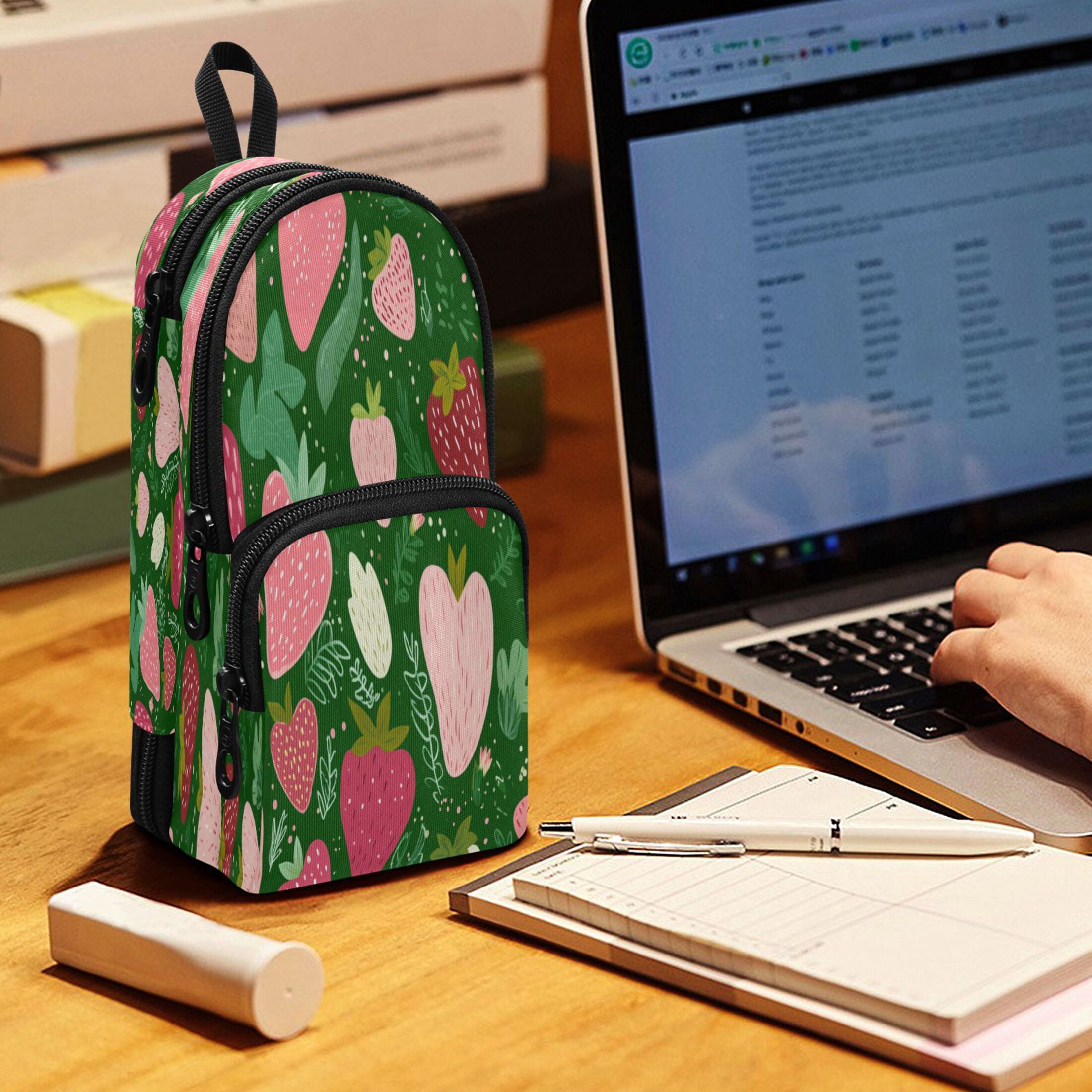 Backpack Pencil Case, 3 Compartment Large Capacity Oxford Fabric Pencil ...