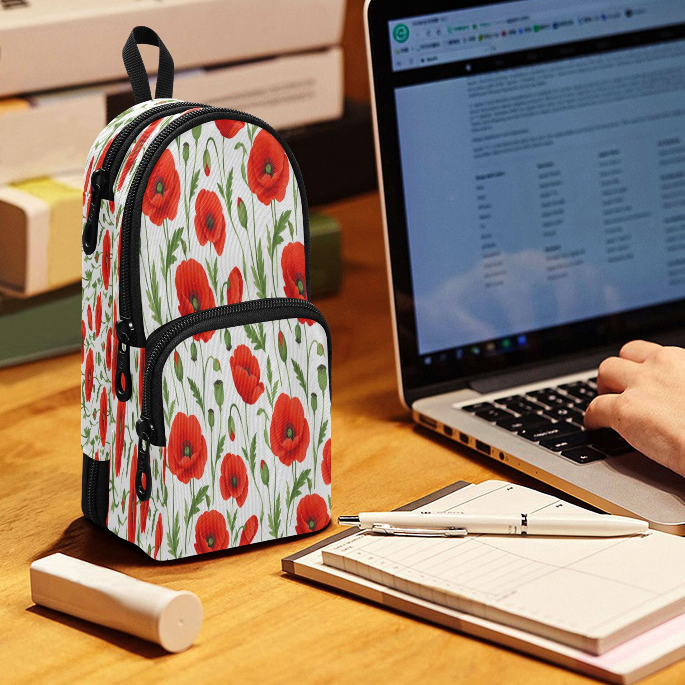 Backpack Pencil Case, 3 Compartment Large Capacity Oxford Fabric Pencil ...